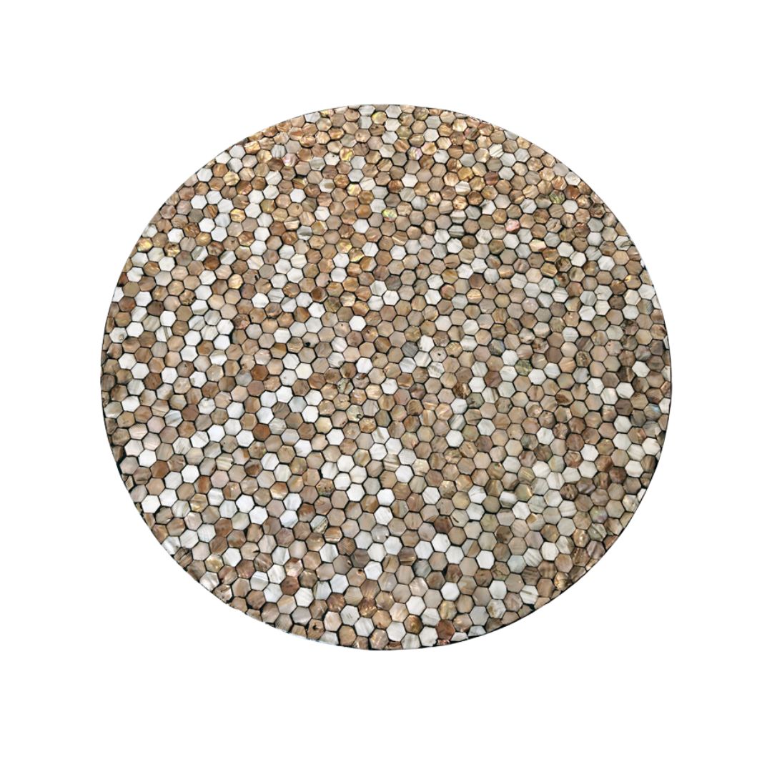 Hexagon Schelpen salontafel Miu rond Six Mix — VandePolMeubelen